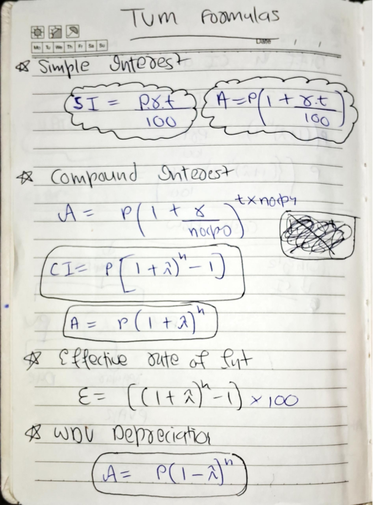 Last day formula math - Tum Formulas Date Simple Interest Prt 100 100 4 ...