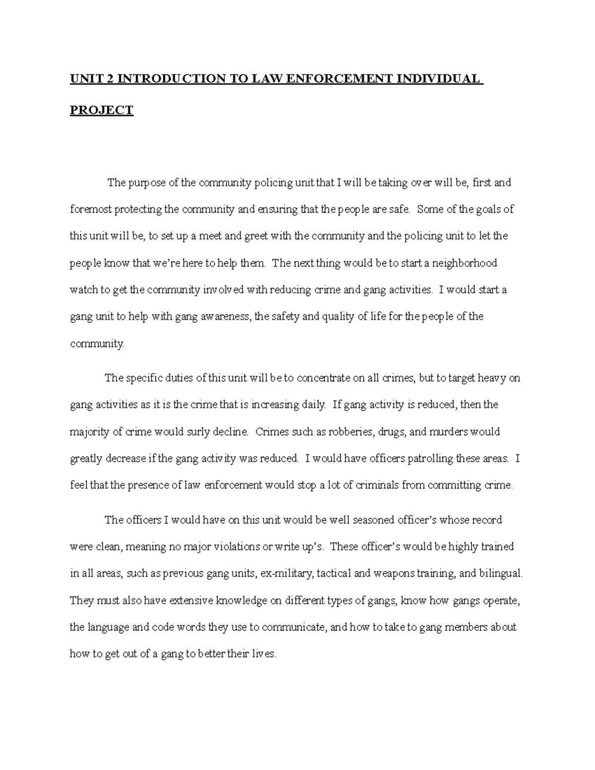 UNIT 2 Introduction TO LAW Enforcement I - UNIT 2 INTRODUCTION TO LAW ...