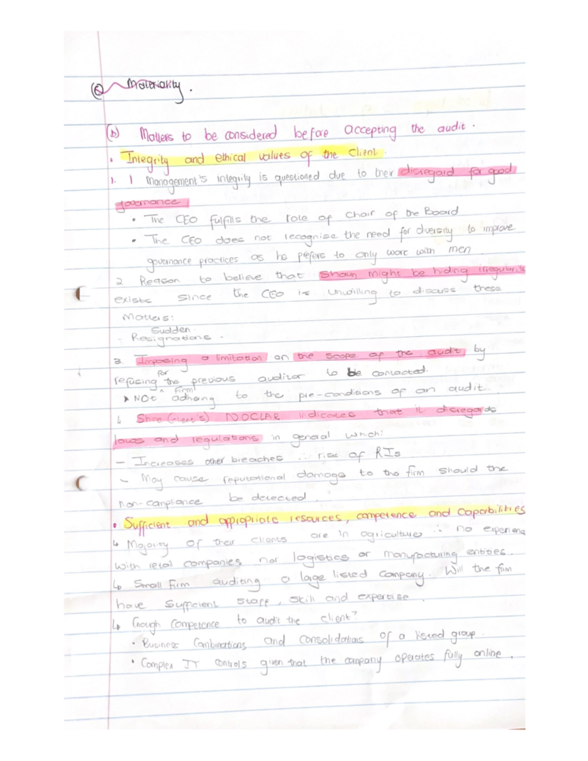 Accepting the audit client - movementy. (b) Matters to be considered ...