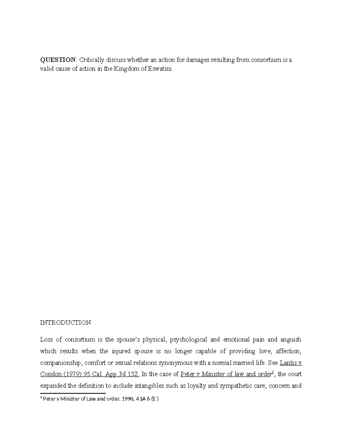 Family Law -Eswatini - Action for damages resulting from consortium is ...