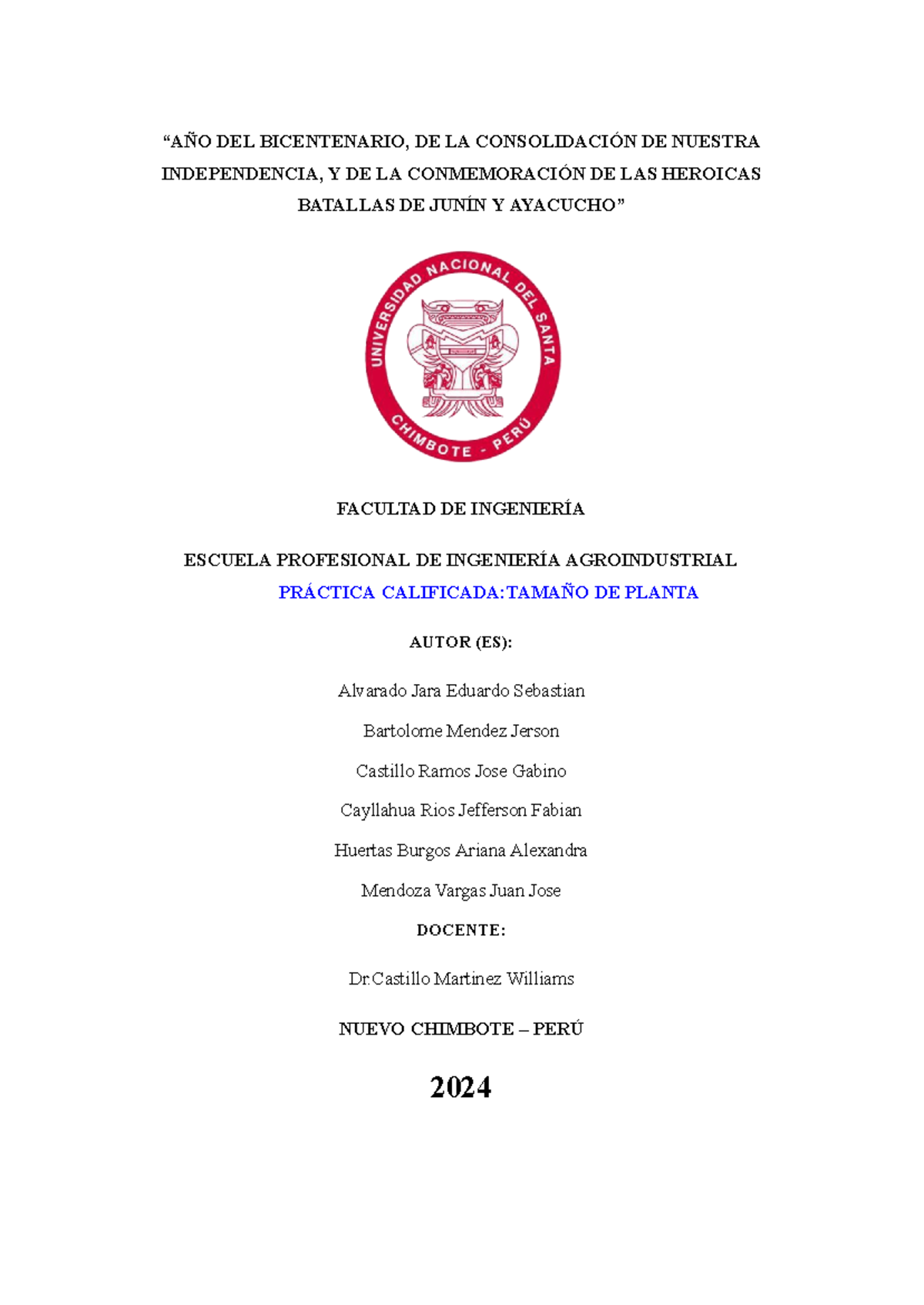 Tarea Domicliaria 2 - rtrrr - “AÑO DEL BICENTENARIO, DE LA ...