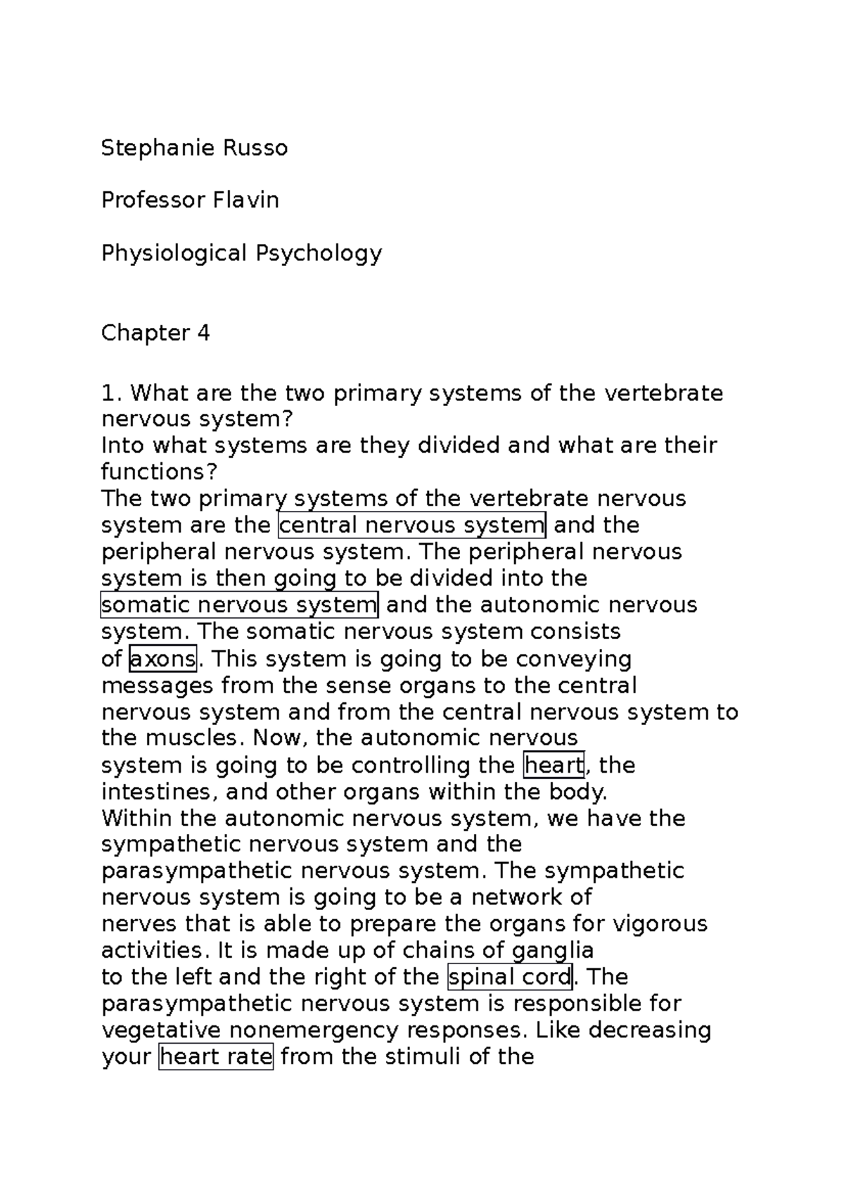 4,5,6,7 physiological psychology LN - Stephanie Russo Professor Flavin ...