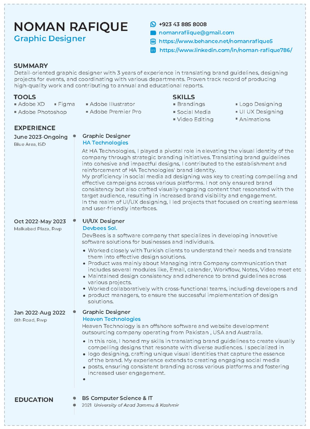 Noman-Rafique-Resume - NOMAN RAFIQUE Graphic Designer SUMMARY ...