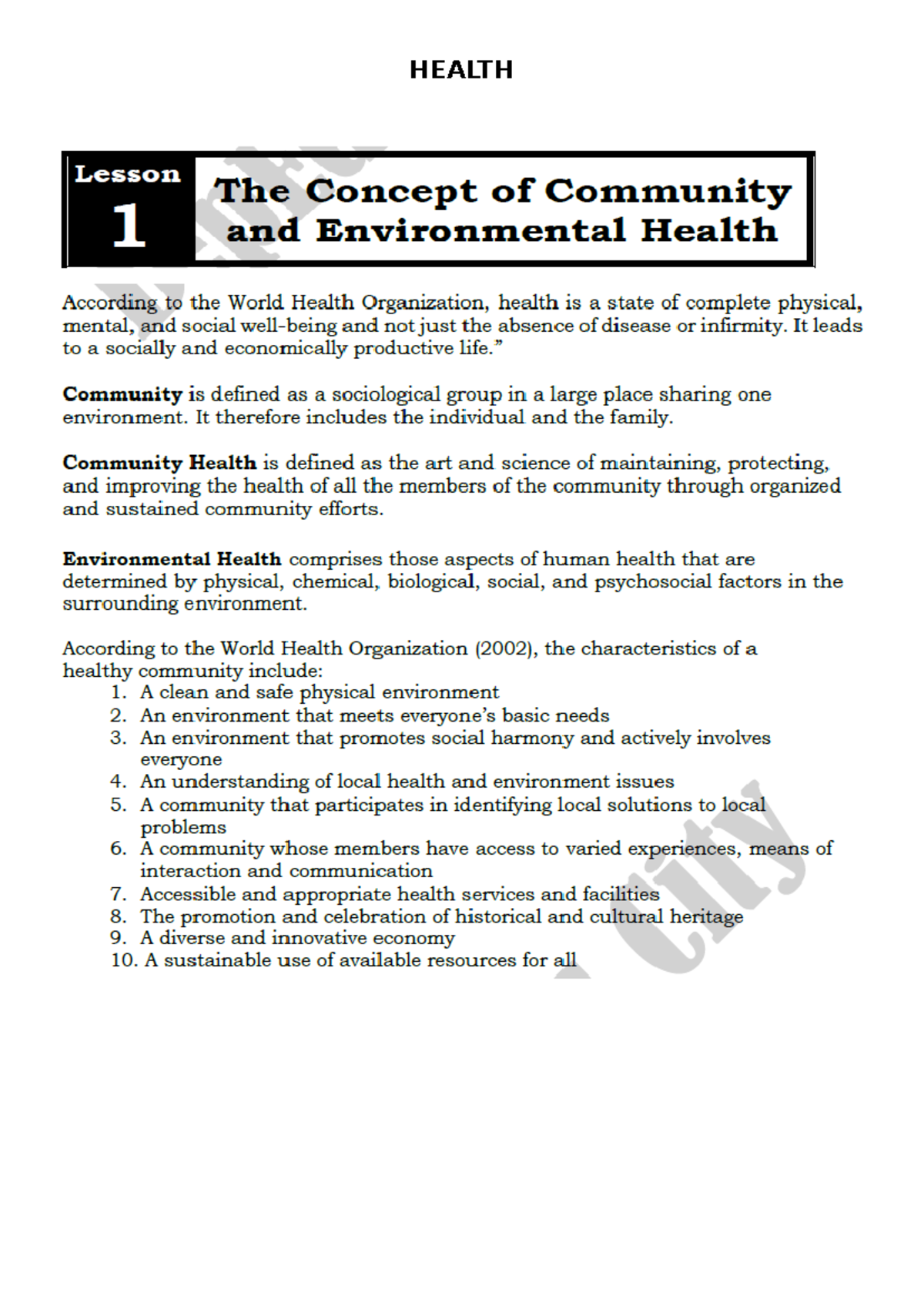 Health Quarter 1 Notes - It's good - HEALTH Lesson The Concept of ...