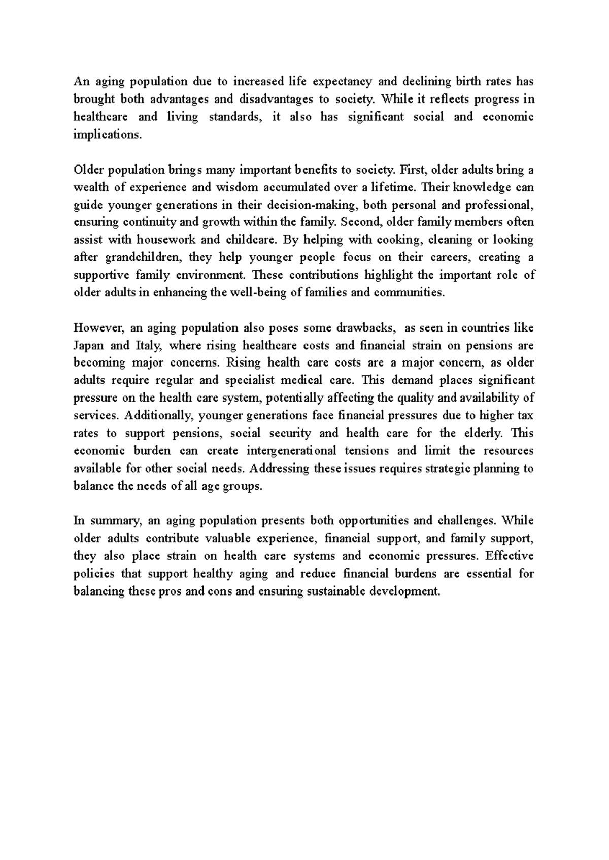 Pros and cons of older population - An aging population due to ...