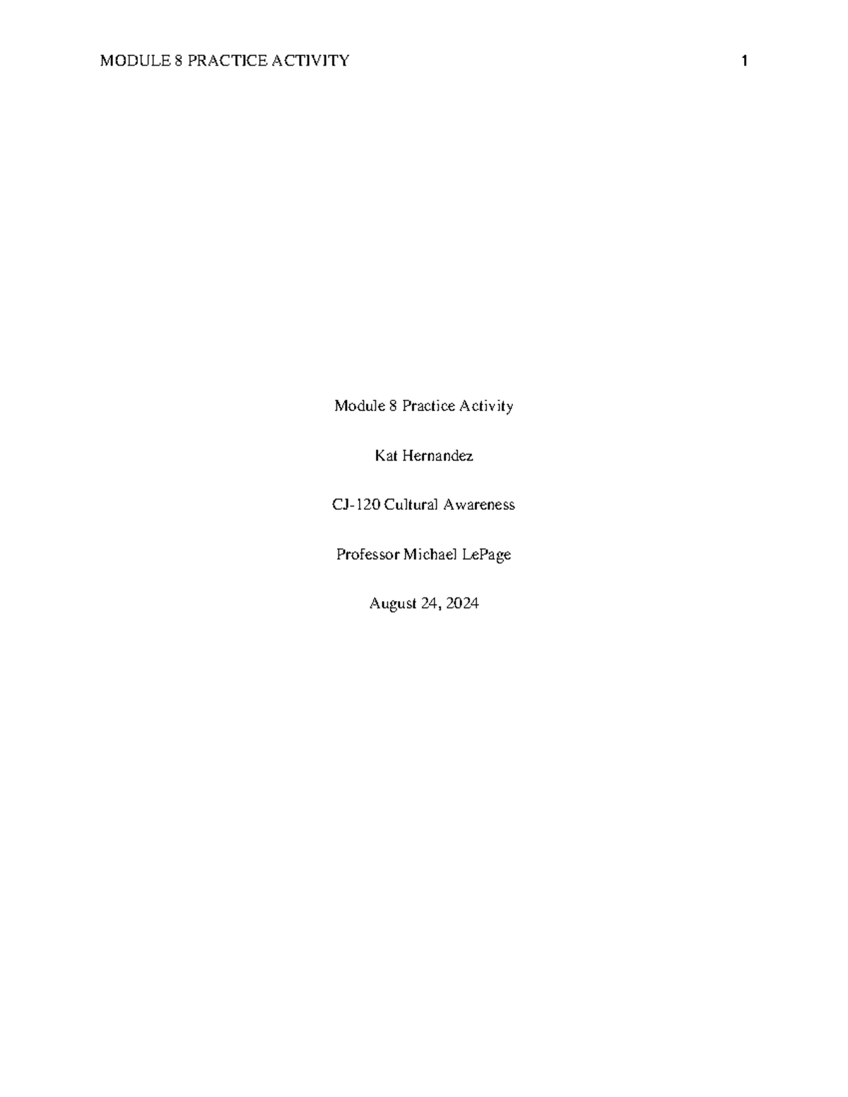 CJ 120 Module 8 Practice Activity - CJ-120 - MODULE 8 PRACTICE ACTIVITY ...