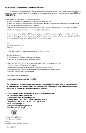 Filipino Script FOR Video Lesson - FACE VIDEO Magandang umaga sainyong ...