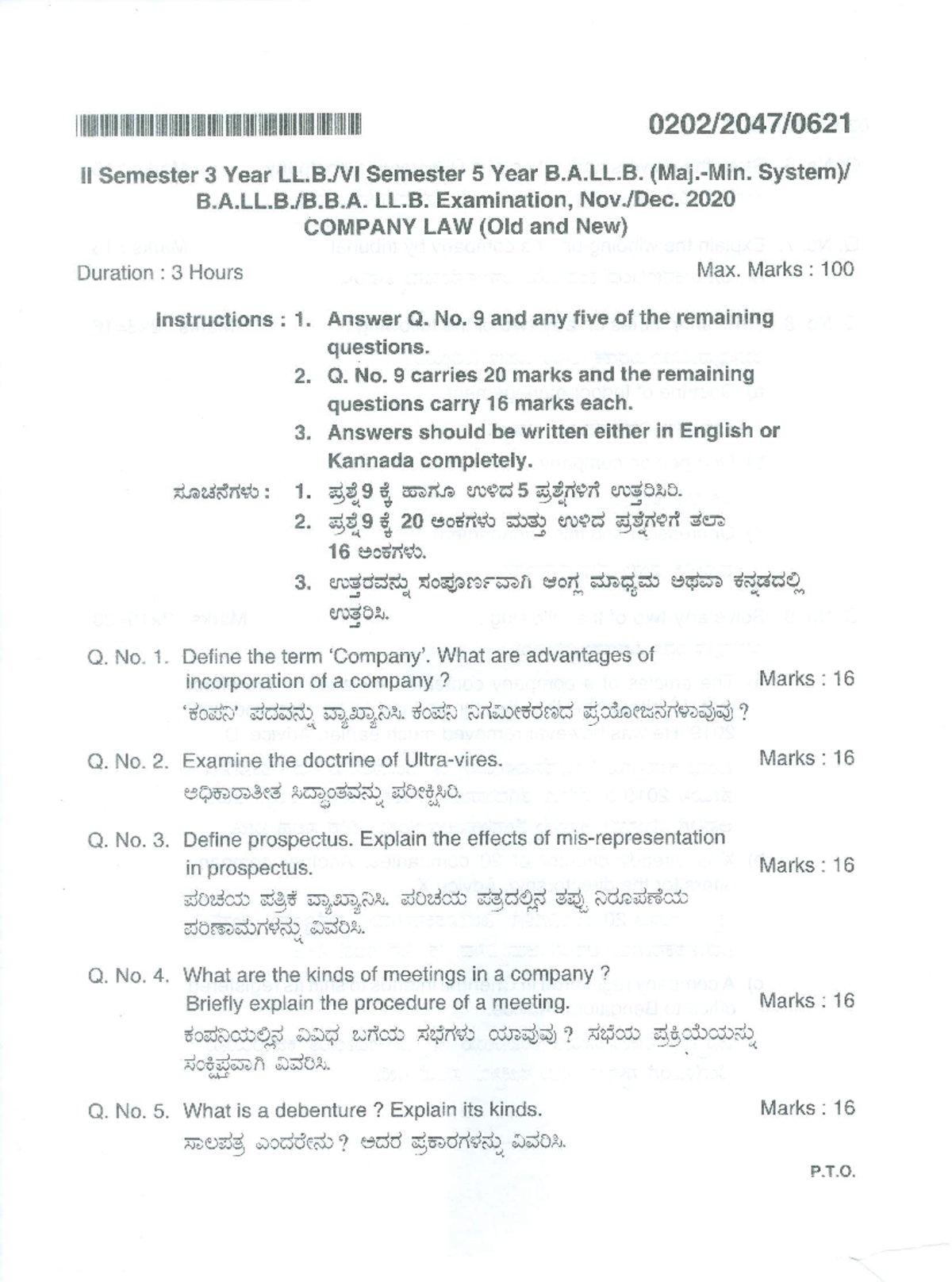 Company Law December 2020 - Kslu 4th sem - Studocu