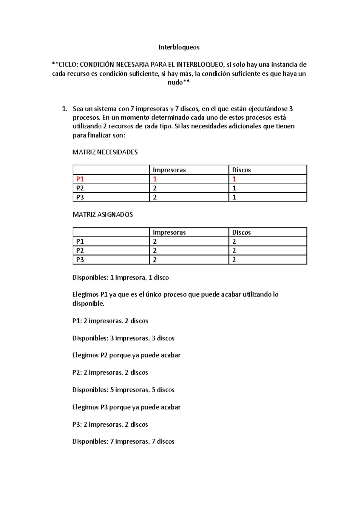 Interbloqueos - Interbloqueos CICLO: CONDICIÓN NECESARIA PARA EL ...