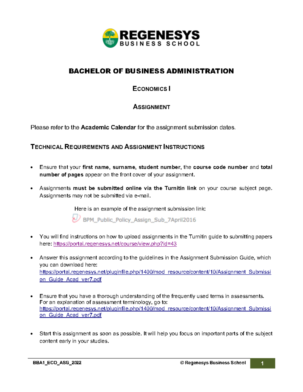 BBA1 ECO ASG1 2022 v2 e f 220401 121243 - BACHELOR OF BUSINESS ...