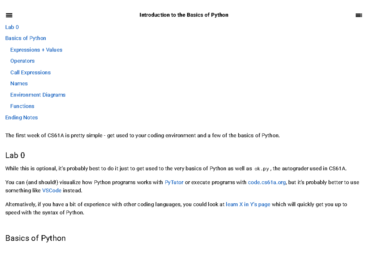 Introduction To The Basics Of Python Cs61a Notes Introduction To The Basics Of Python Lab 0 2573