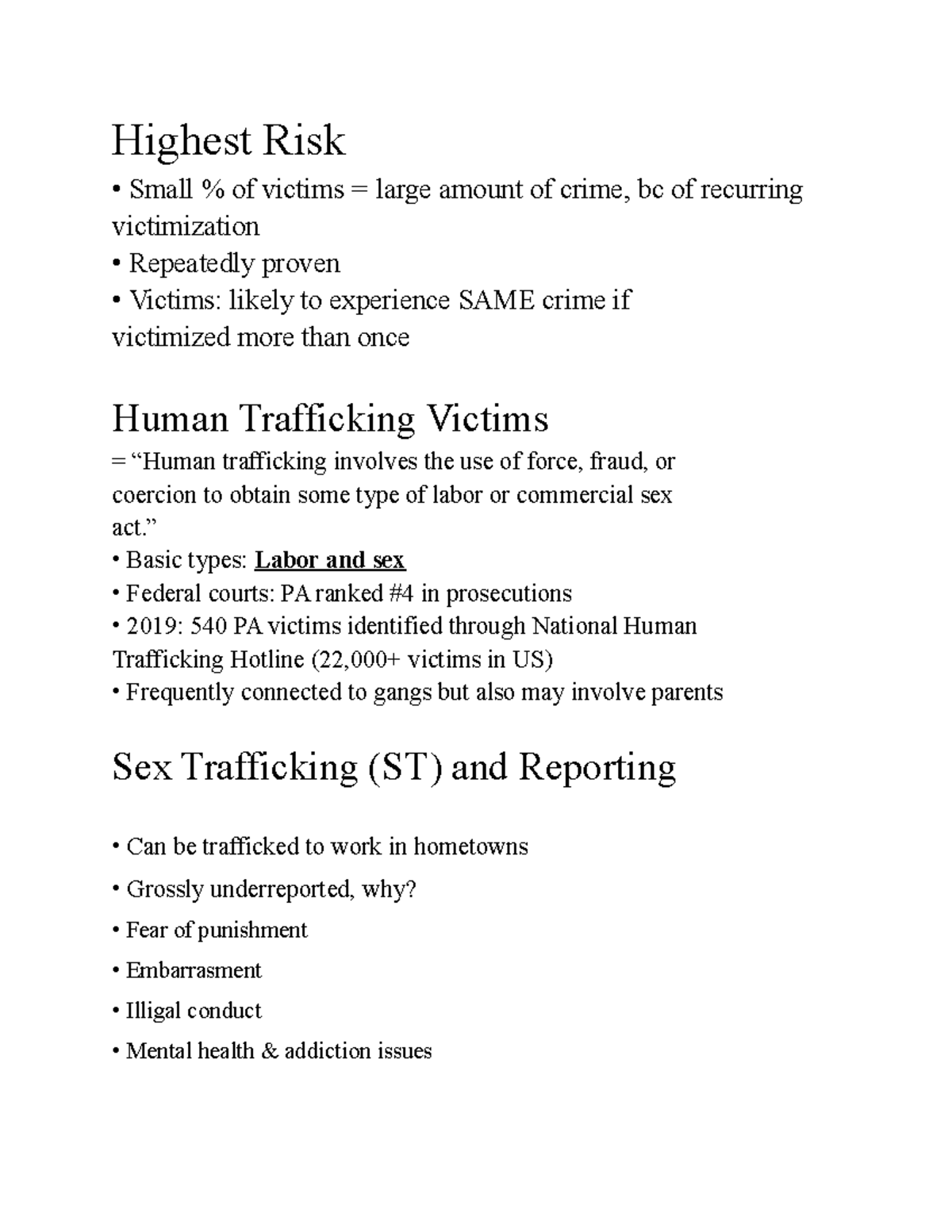 CJ 1 - Victimology fill in the blank lecture guide notes. - Highest ...