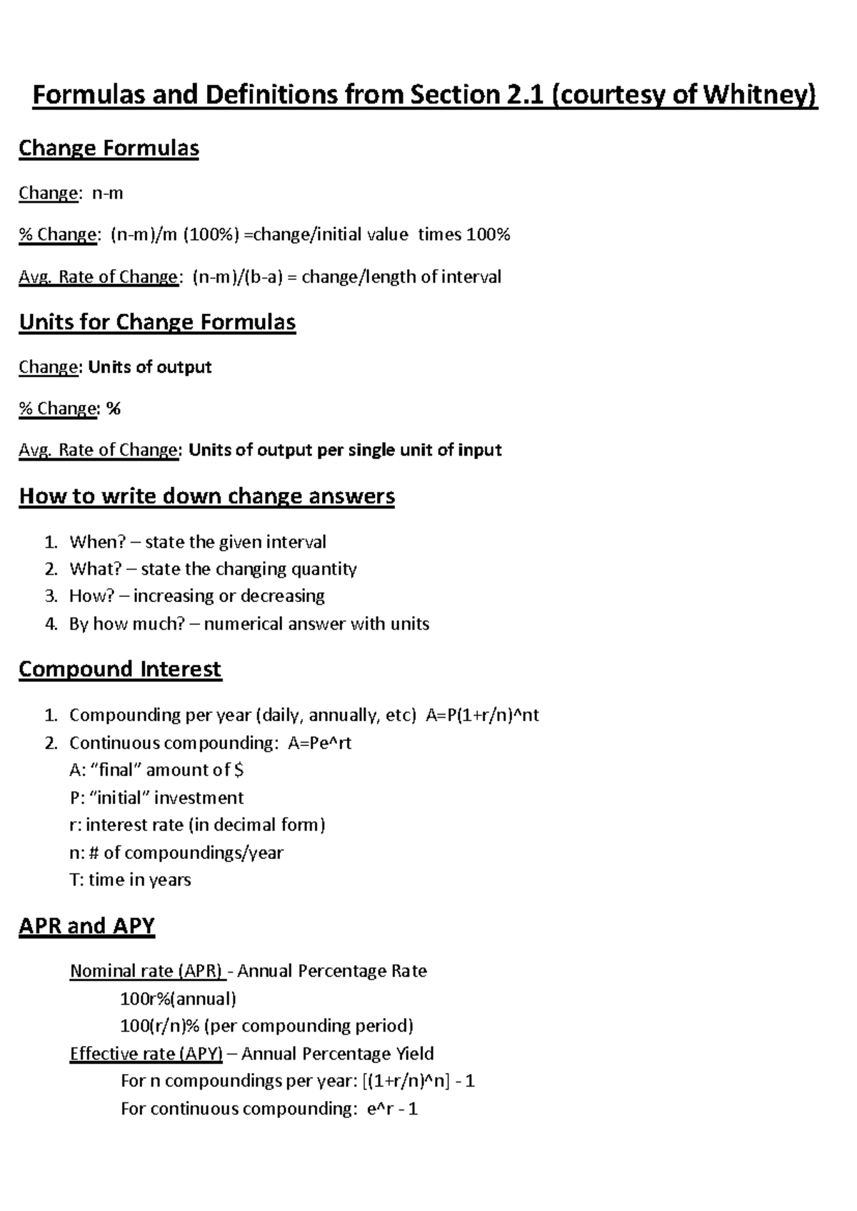 Math 1743 handout - formulas and definitions from section 2 - Formulas ...