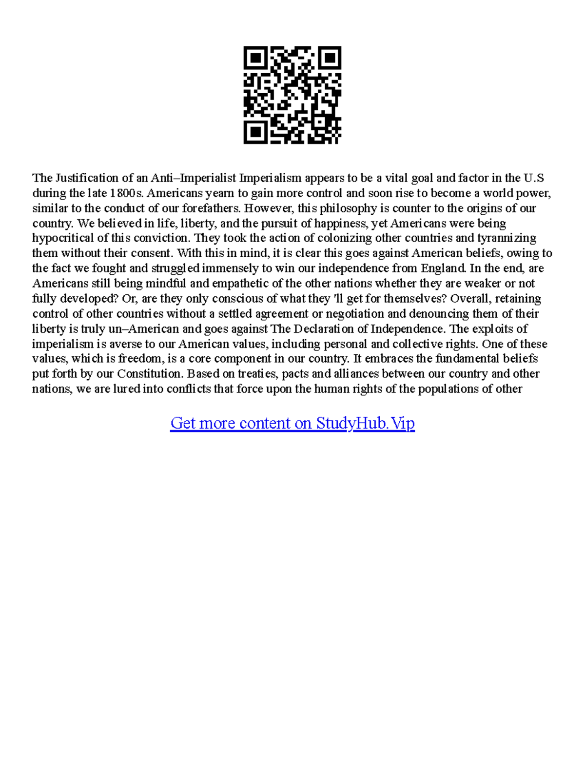 Anti Imperialism Essay - The Justification of an Anti–Imperialist ...