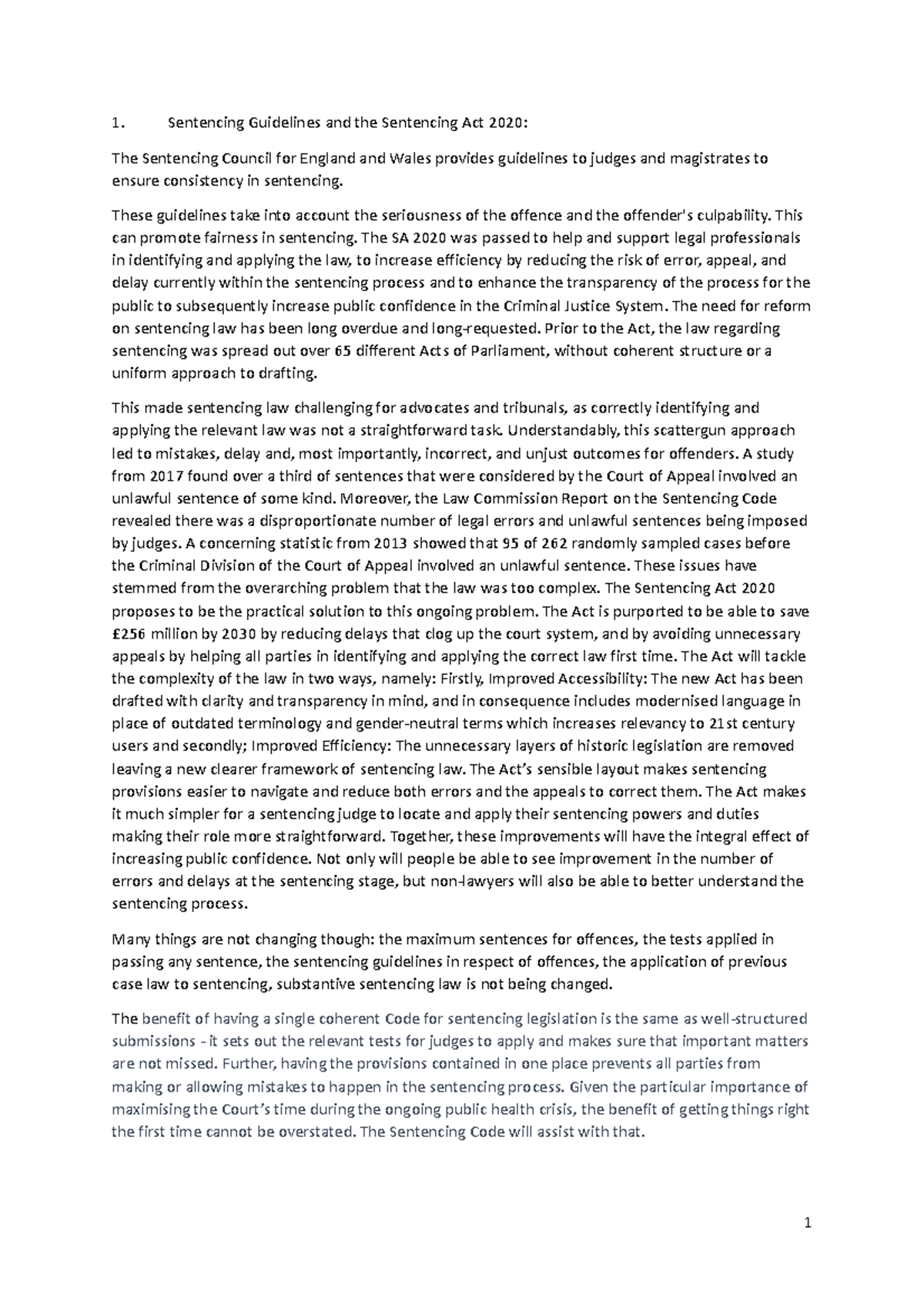 Analysis and evaluation of adult sentencing - Sentencing Guidelines and ...