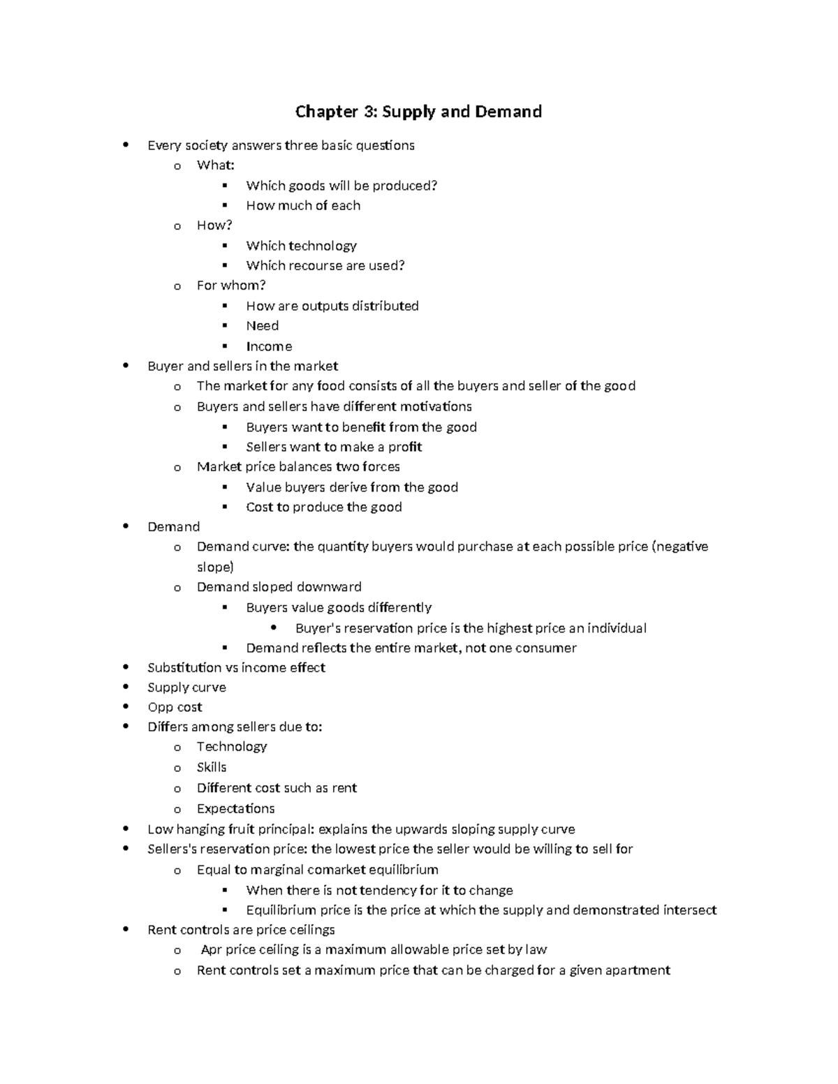 Week 3 - Econ 101 - Chapter 3: Supply and Demand Every society answers ...