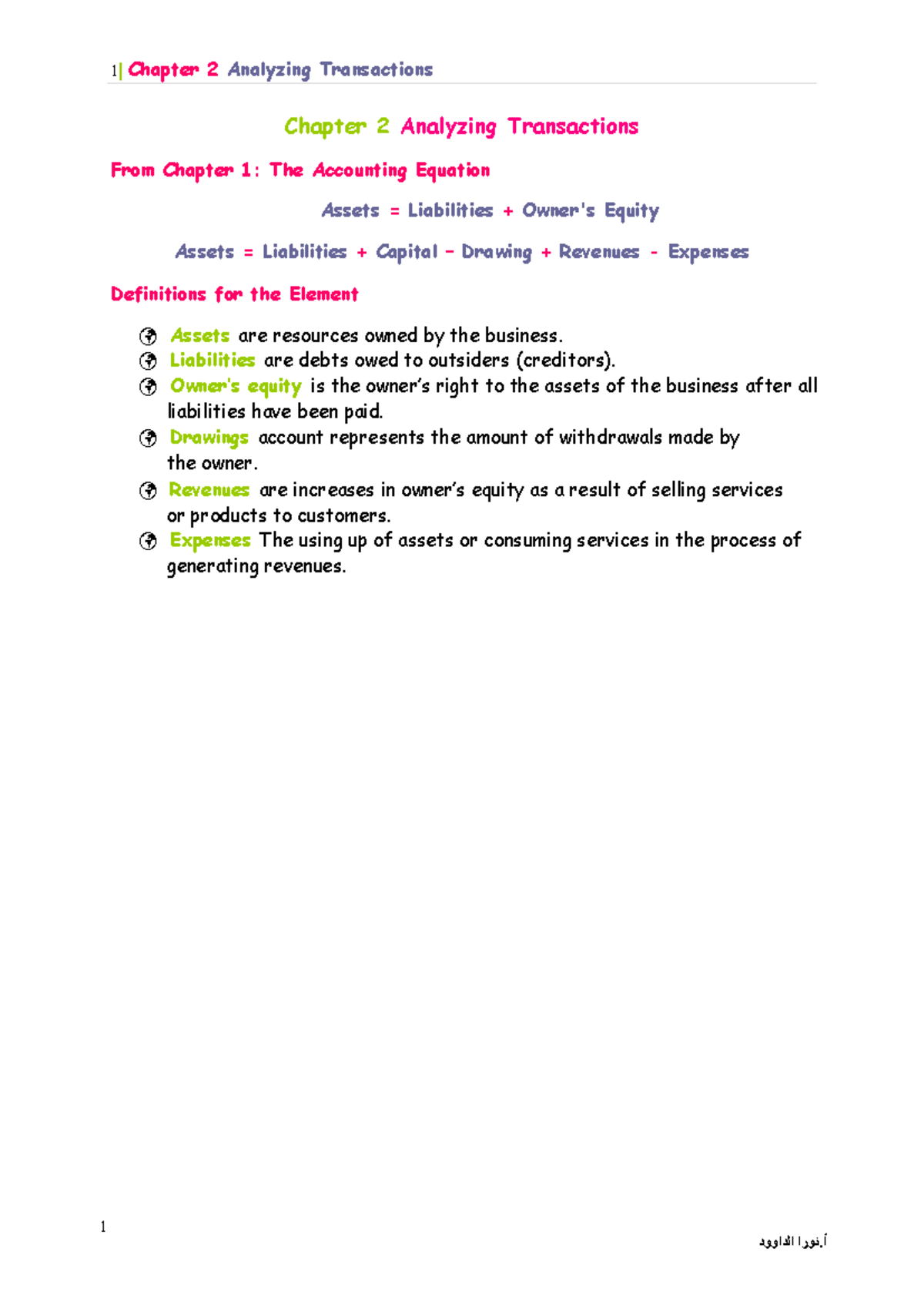 Chapter-2 - 123 - Chapter 2 Analyzing Transactions From Chapter 1: The Accounting Equation ...