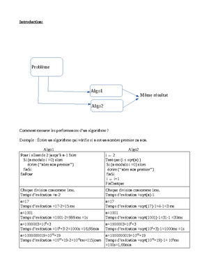 Résumé - TD 3 : Complexité algorithmique Exercice 1: 1- Calculer la ...