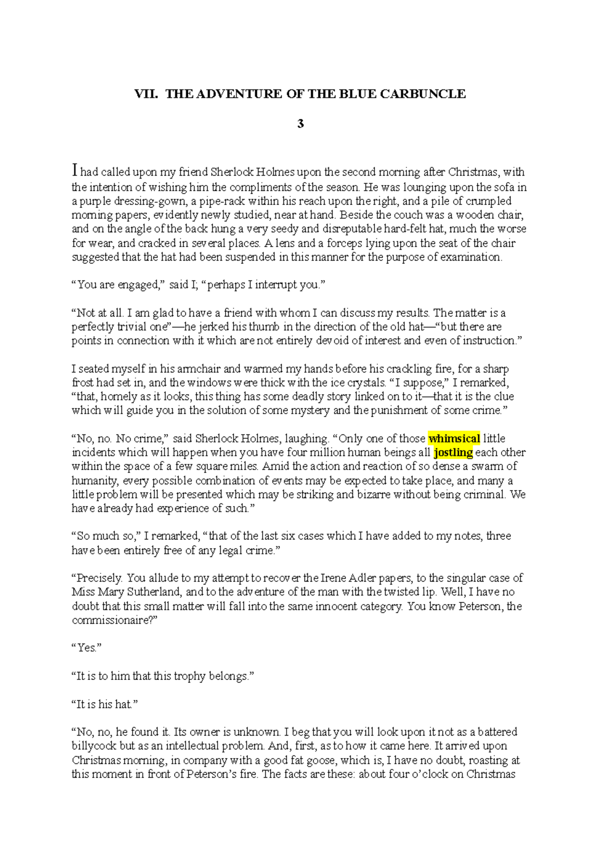 3 The Adventure of the Blue Carbuncle - VII. THE ADVENTURE OF THE BLUE ...