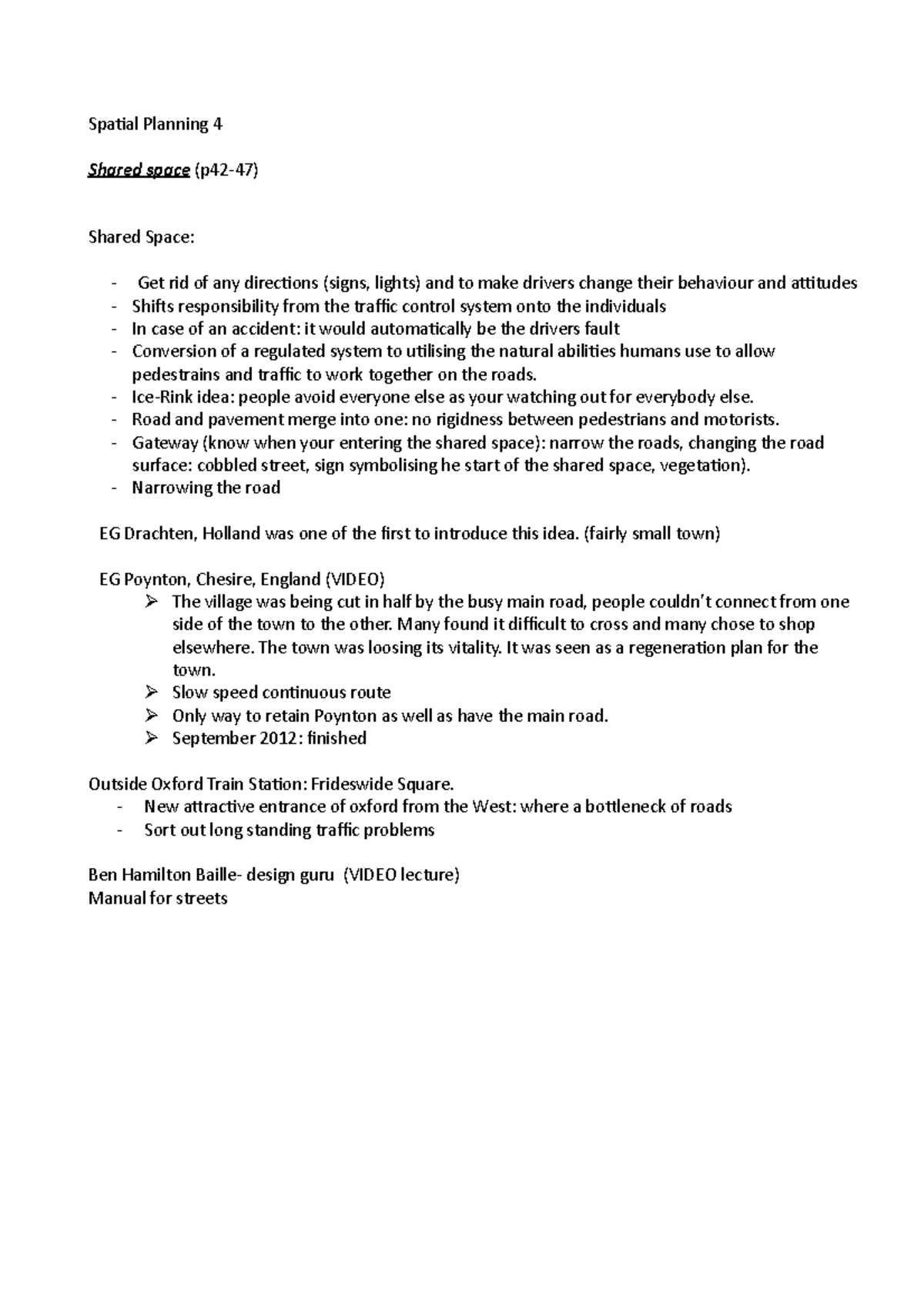 Spatial Planning 4 - Lecture notes 4 - Spatial Planning 4 Shared space ...