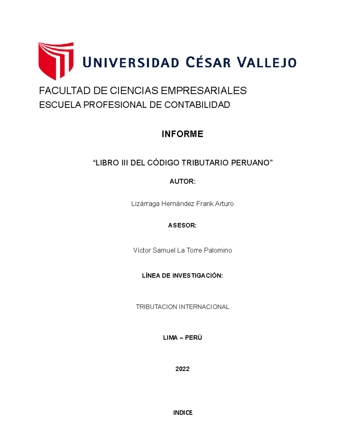 Informe Libro 3 - FACULTAD DE CIENCIAS EMPRESARIALES ESCUELA ...