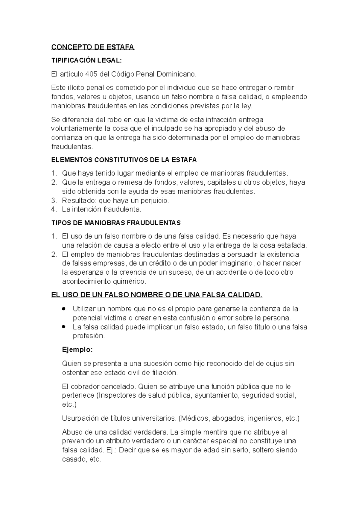 Concepto DE Estafa - GNGNG - CONCEPTO DE ESTAFA TIPIFICACIÓN LEGAL: El ...