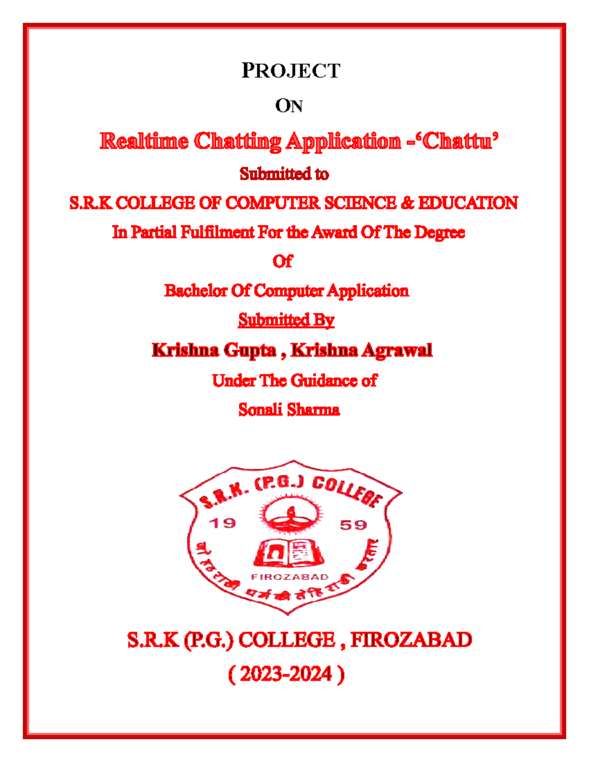 Project - chat app - BCA - PROJECT ON Submitted to Of Submitted By ...