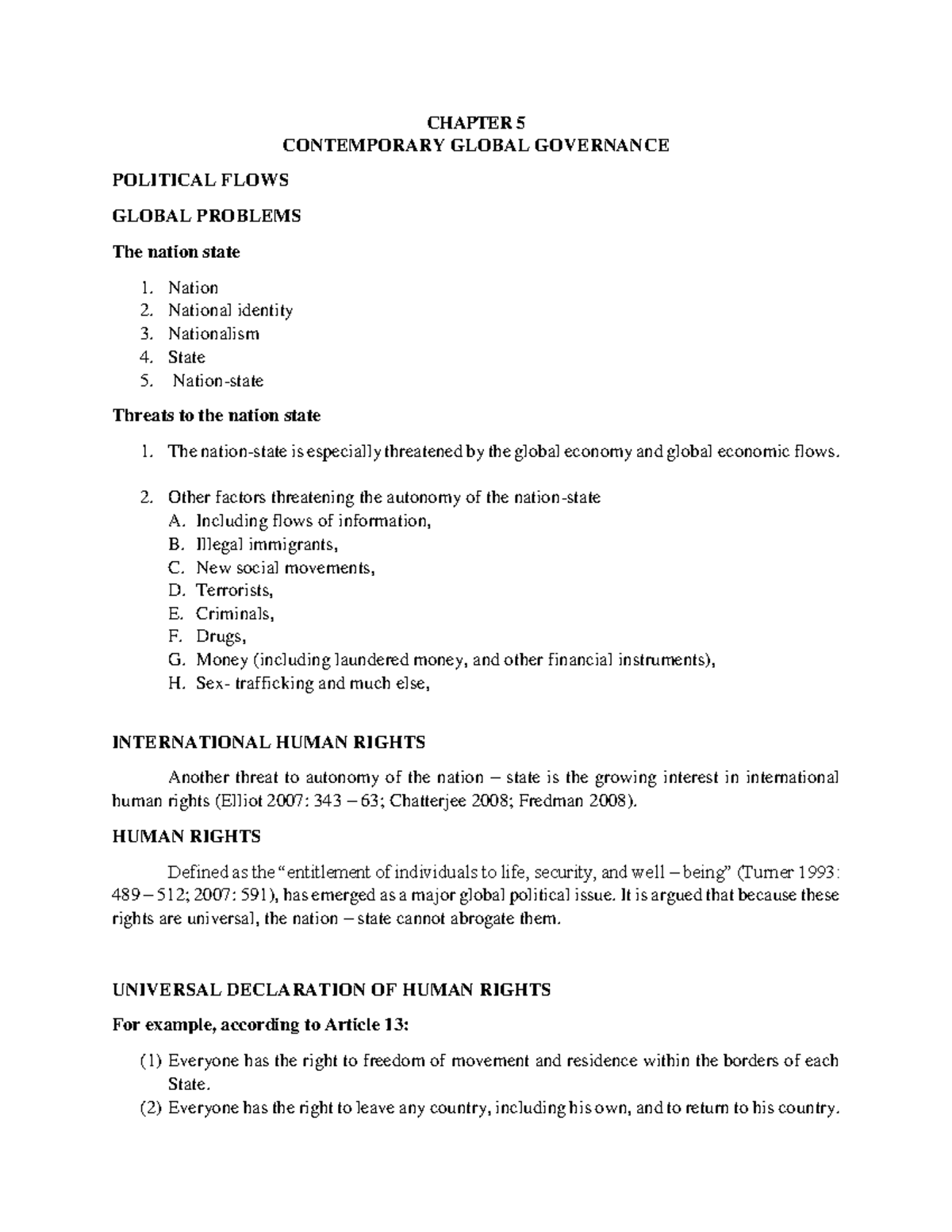 TCW Chapter 5 - CHAPTER 5 CONTEMPORARY GLOBAL GOVERNANCE POLITICAL ...