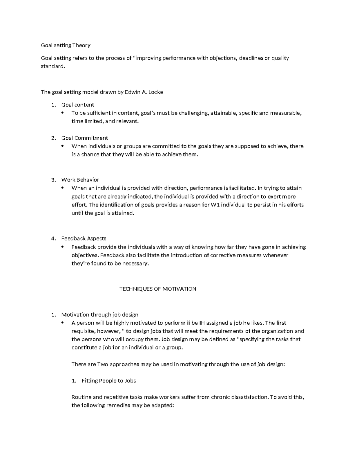 Goal setting Theory - hlkh - Goal setting Theory Goal setting refers to ...