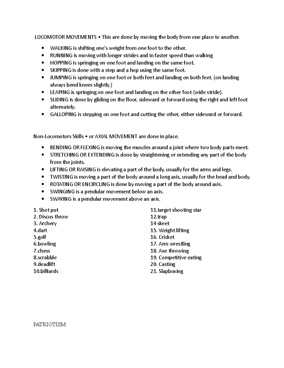 Locomotor Movements - PE PATHFIT - LOCOMOTOR MOVEMENTS • This are done ...