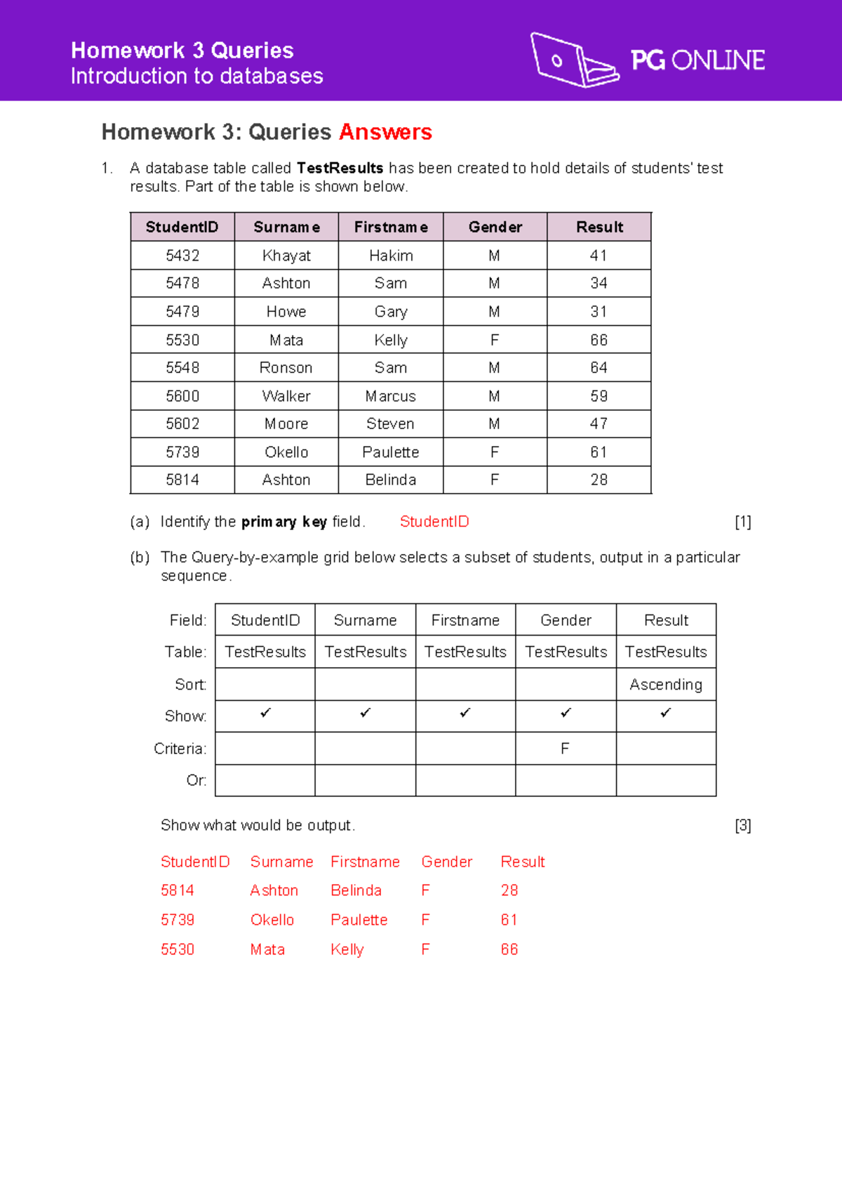 Database Homework 3 Answers - Homework 3 Queries Introduction to databases Homework 3: Queries ...