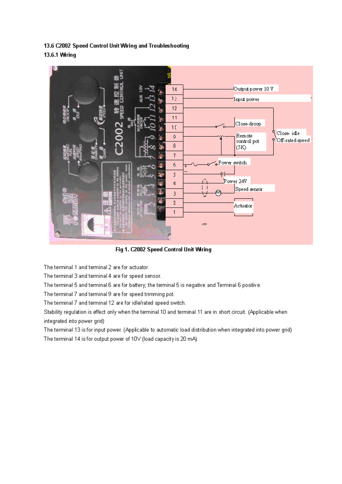 C2002 Speed Control Unit Wiring and Troubleshooting - 6 Wiring Fig 1. C2002 Speed Control Unit ...