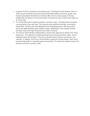 4.05 The Great Depression - 04 The Great Depression: Assignment In the lesson, you read about ...