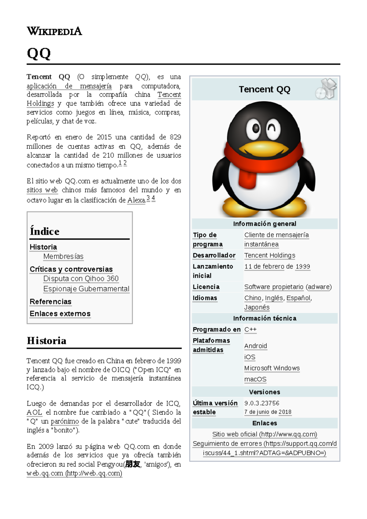 QQ El Gran Wikipedia Tencent QQ Informaci n General Tipo De