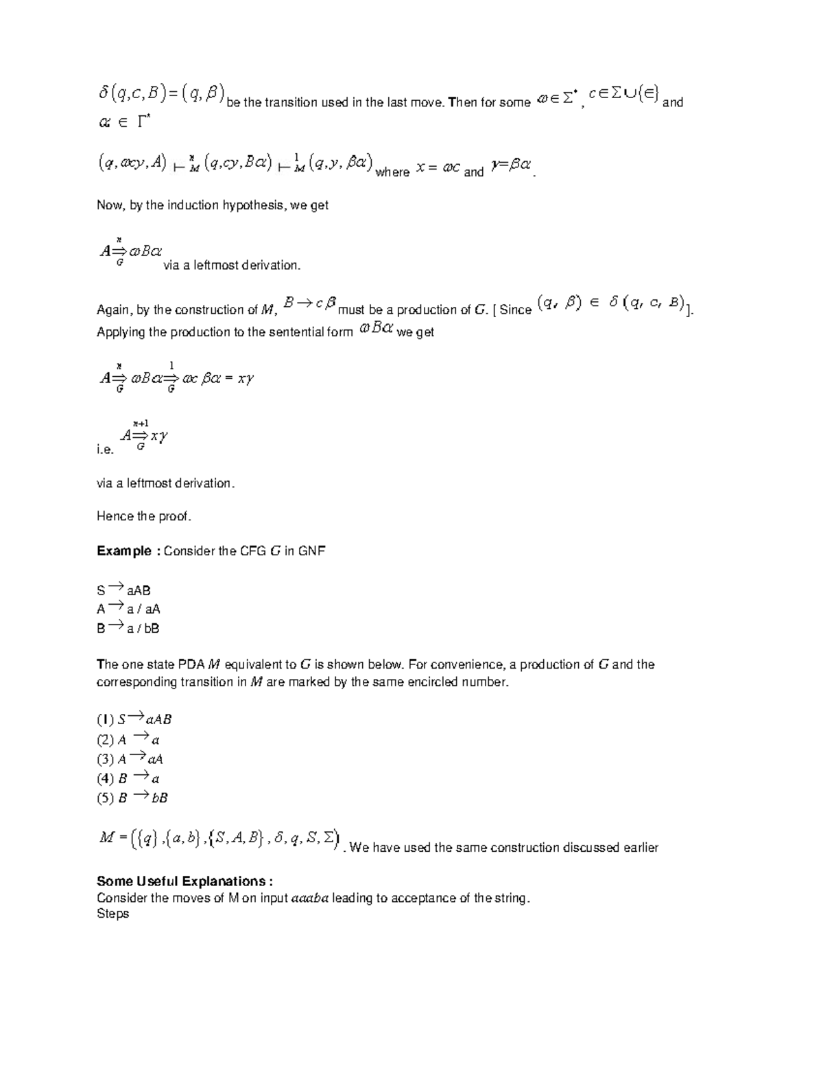 Some Useful Explanations Theory OF Computation - be the transition used ...