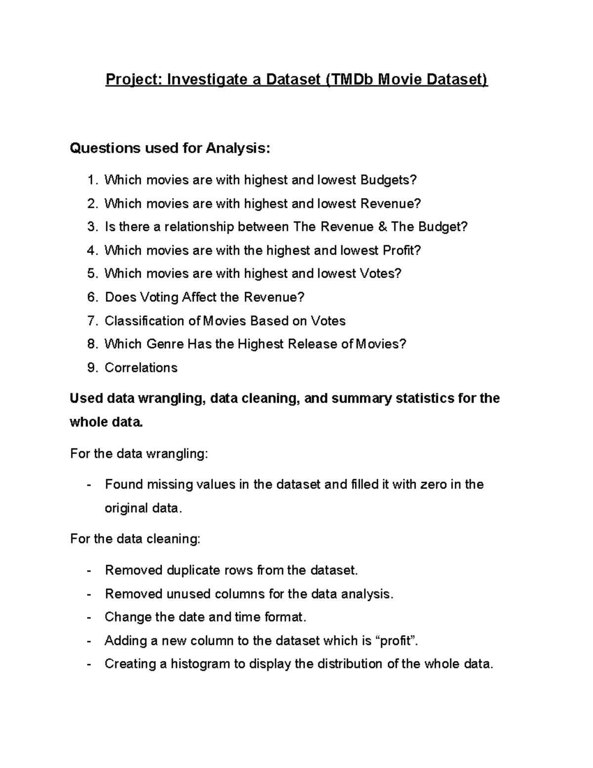 TMDB data analysis report - Project: Investigate a Dataset (TMDb Movie ...