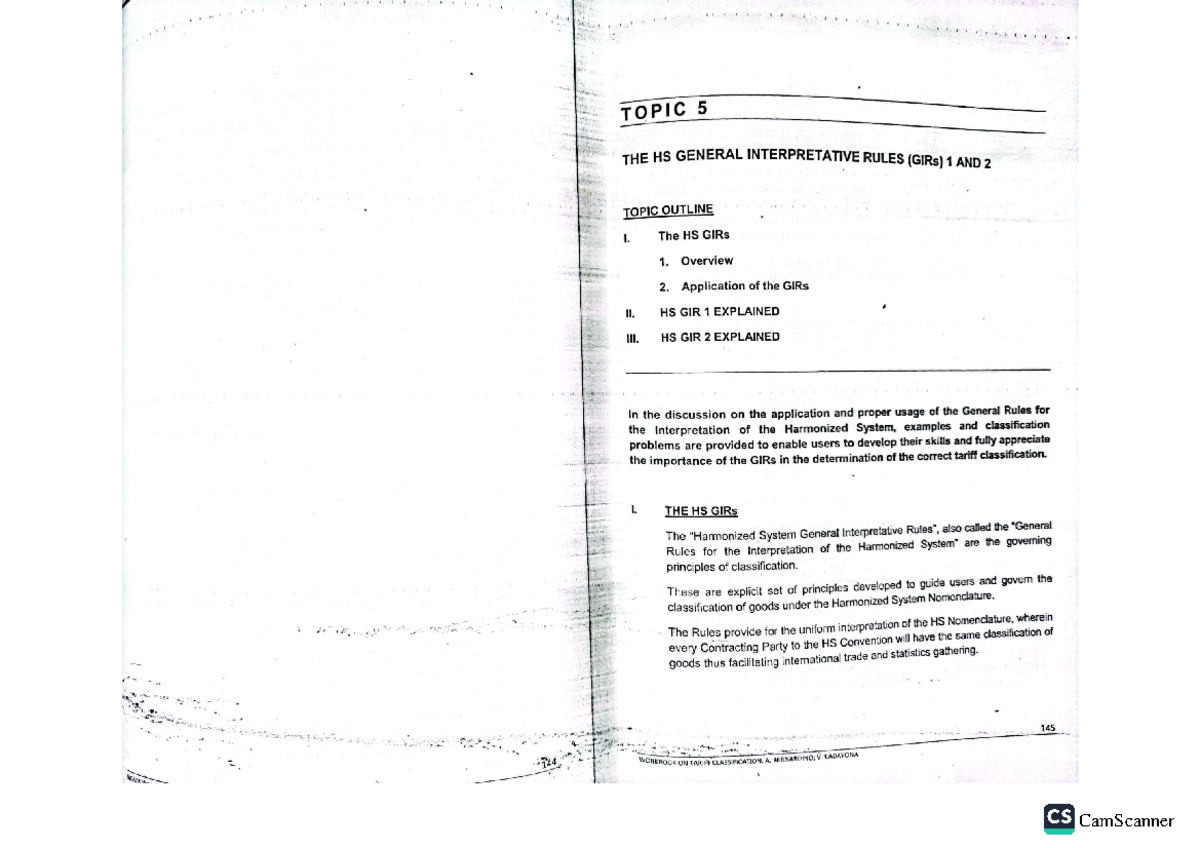 P5 - gir classification pt 1 - Customs Administration - RMMC - Studocu
