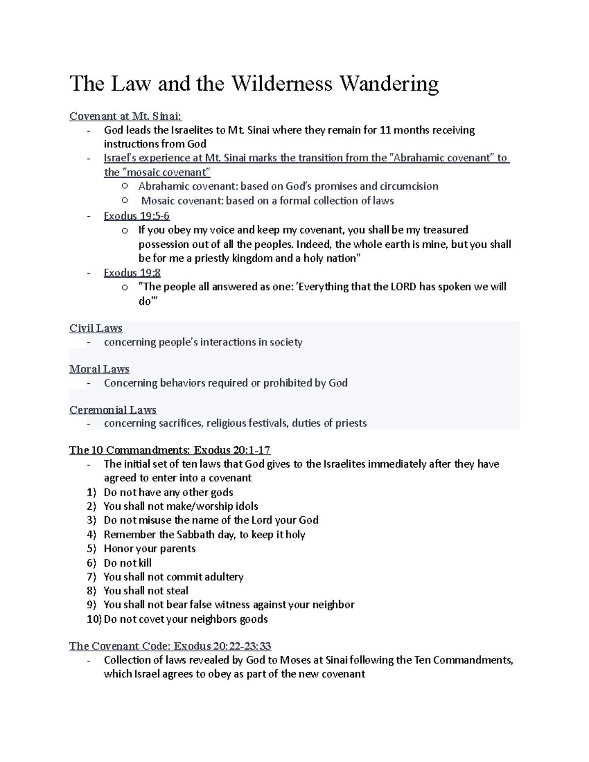 Christian Scriptures The Law and the Wilderness Wandering - The Law and ...