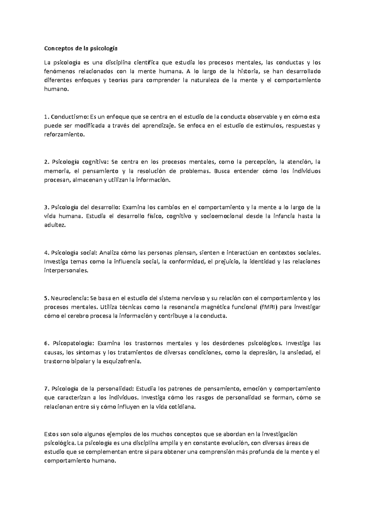 Concepto de psicologia - Conceptos de la psicología La psicología es ...