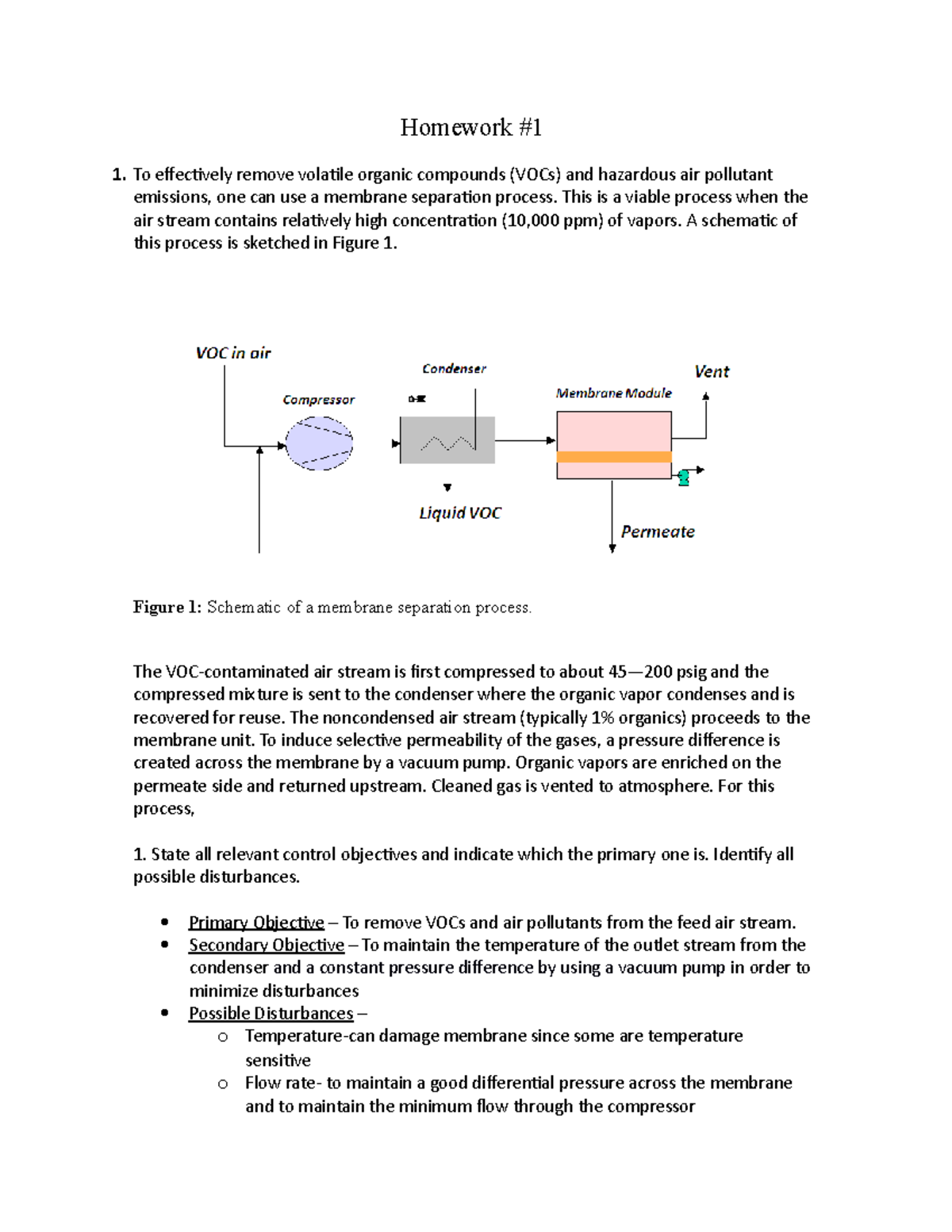 Homework 1 - Homework 1. To effectively remove volatile organic ...
