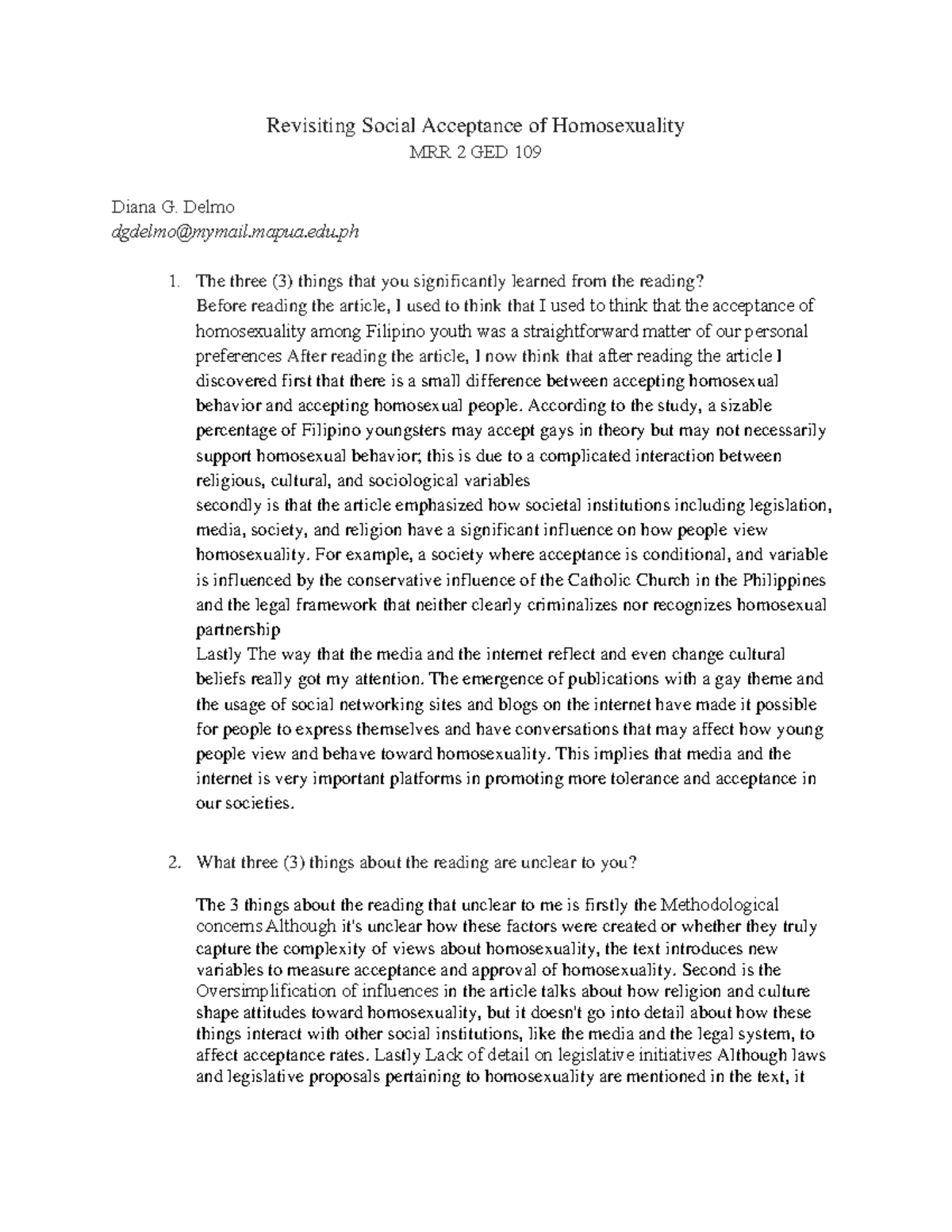 MRR2- Revisiting Social Acceptance of Homosexuality - Revisiting Social ...