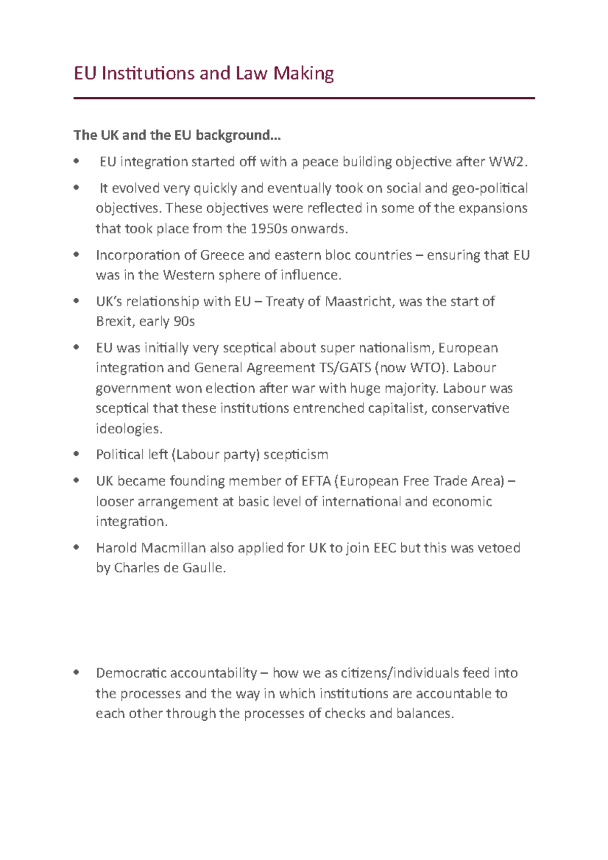 EU Institutions and Law Making Lecture notes - EU Institutions and Law ...