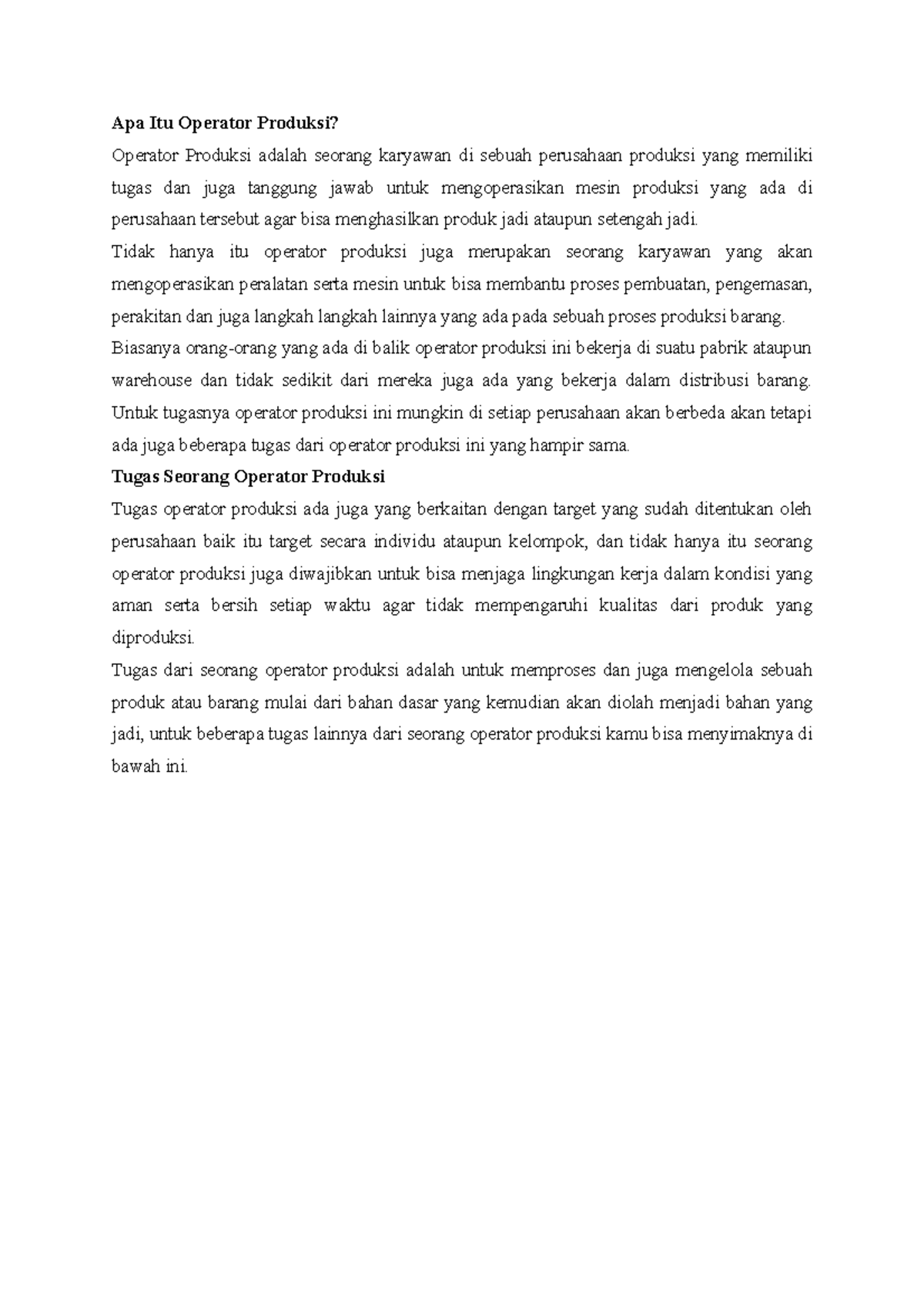 Apa Itu Operator Produksi - Apa Itu Operator Produksi? Operator ...