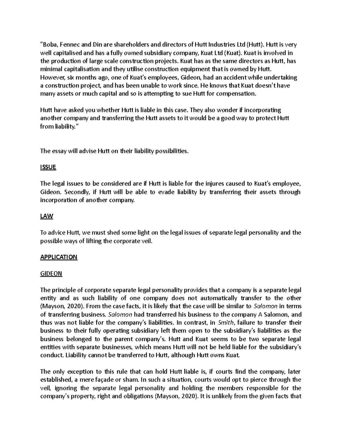 PQ- corporate personality - "Boba, Fennec and Din are shareholders and ...