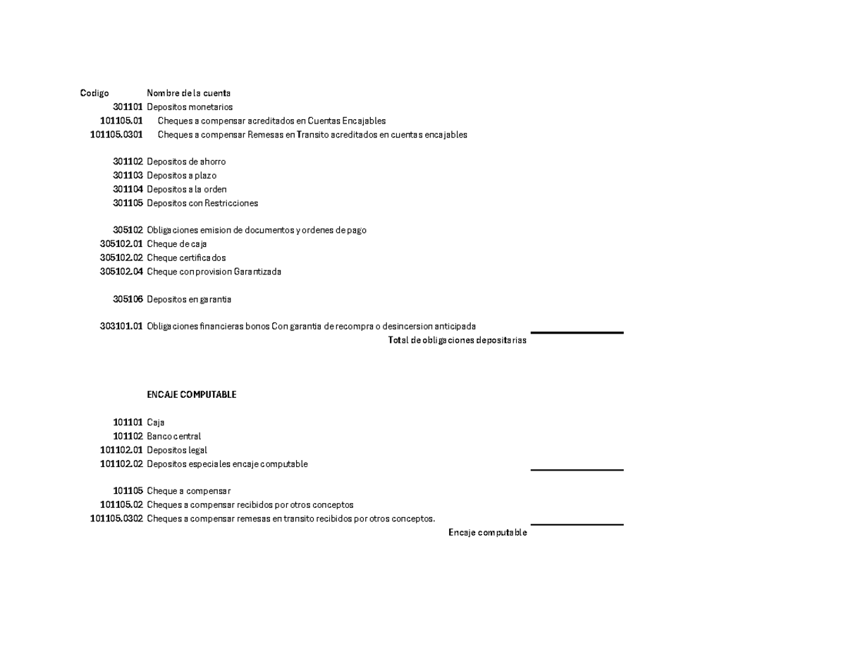 Encaje legal - es un ejemplo - ENCAJE LEGAL 101105 (-) Cheques a ...