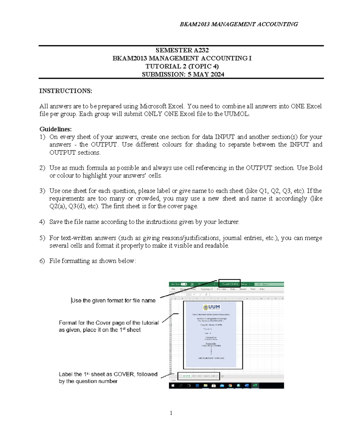 Tutorial 2 (questions) - A232 - BKAM2013 MANAGEMENT ACCOUNTING I ...