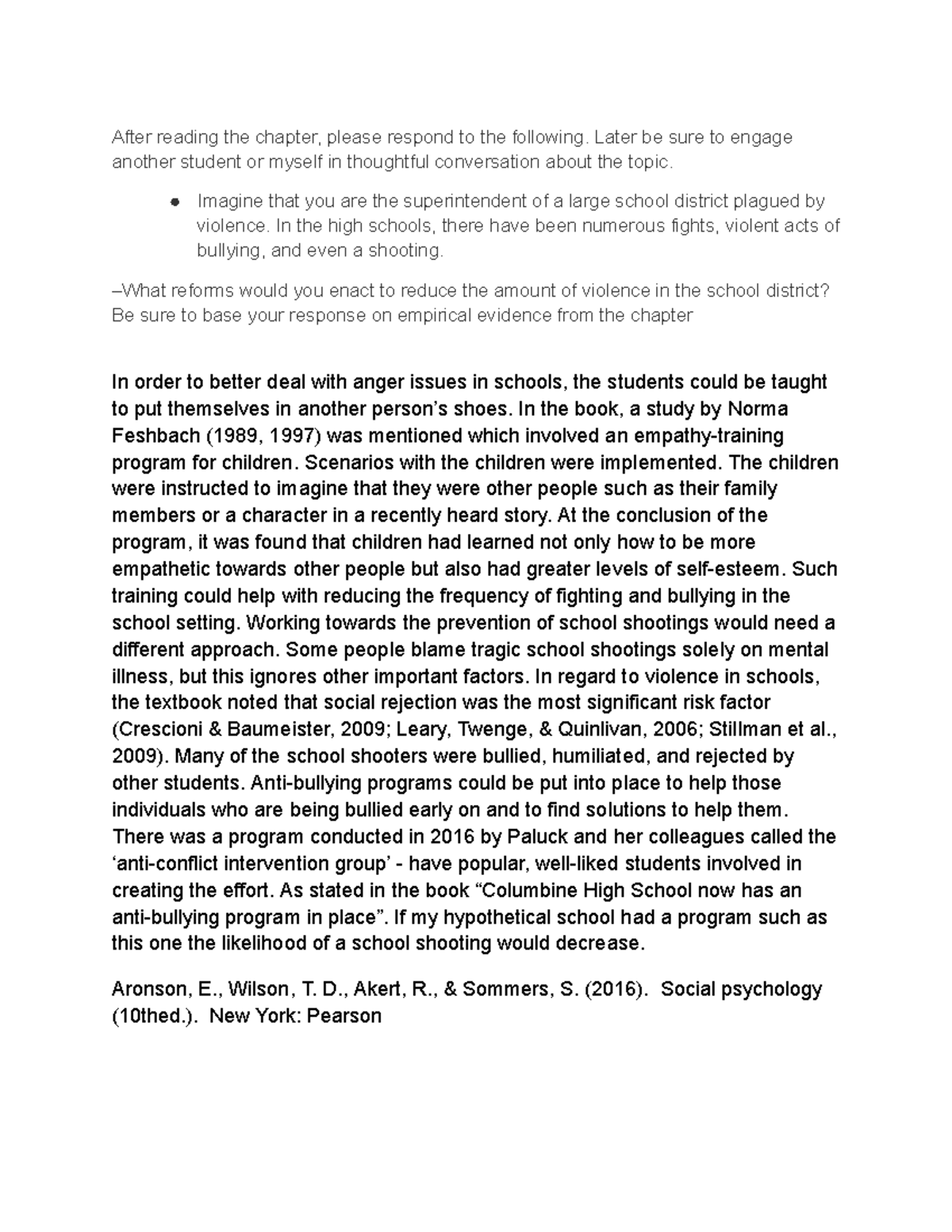 SP db #12 - Weekly question and example answer - After reading the ...