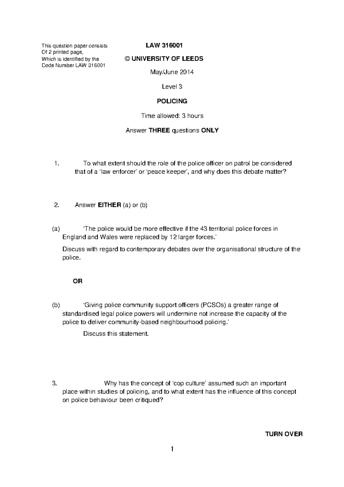 Exam 2014, questions - This question paper consists Of 2 printed page, Which is identified the ...