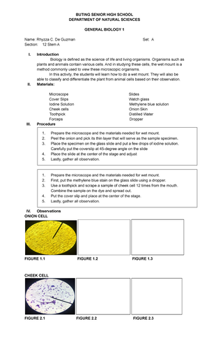 GEN.BIO Reviewer 1ST Quarter - MODULE 1: CELL THEORY Cell Theory: - One ...