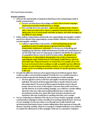 HCC study guiide 1 - Taught by Alison Reichter - HHP:4020 Health ...